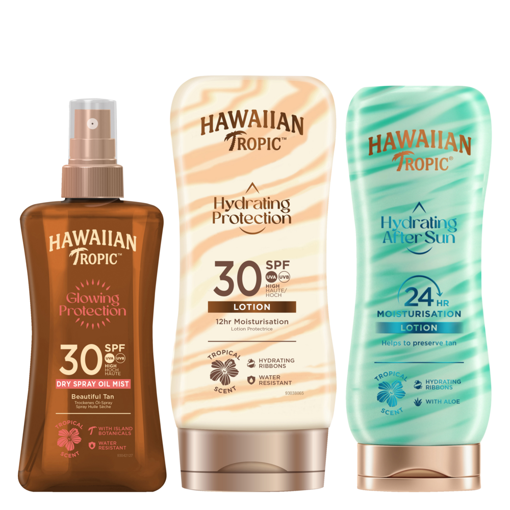 HAWAIIAN TROPIC Sun Care Glow SPF 30, Hydrate SPF 30 & After Sun